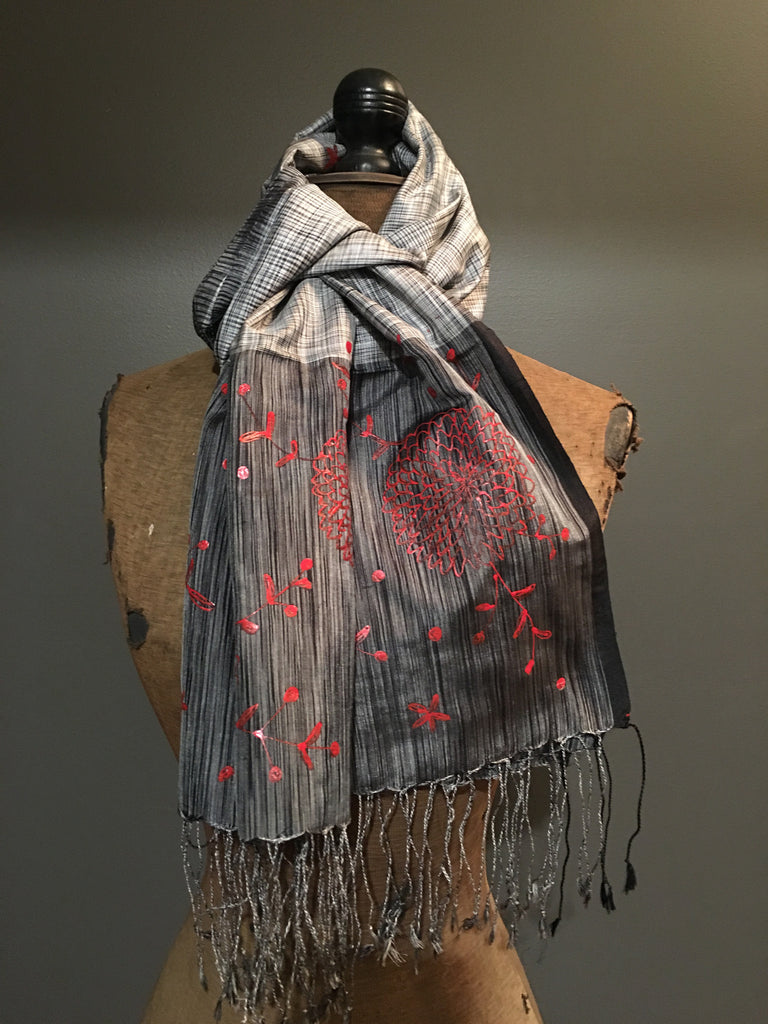 Handpainted grey scarf – Earthen Creed